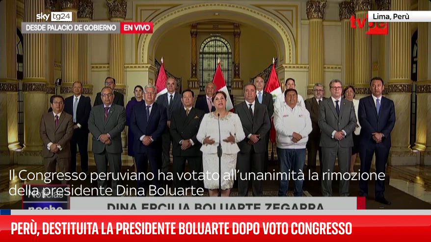 Perù, destituita la presidente Boluarte dopo voto Congresso | Video Sky